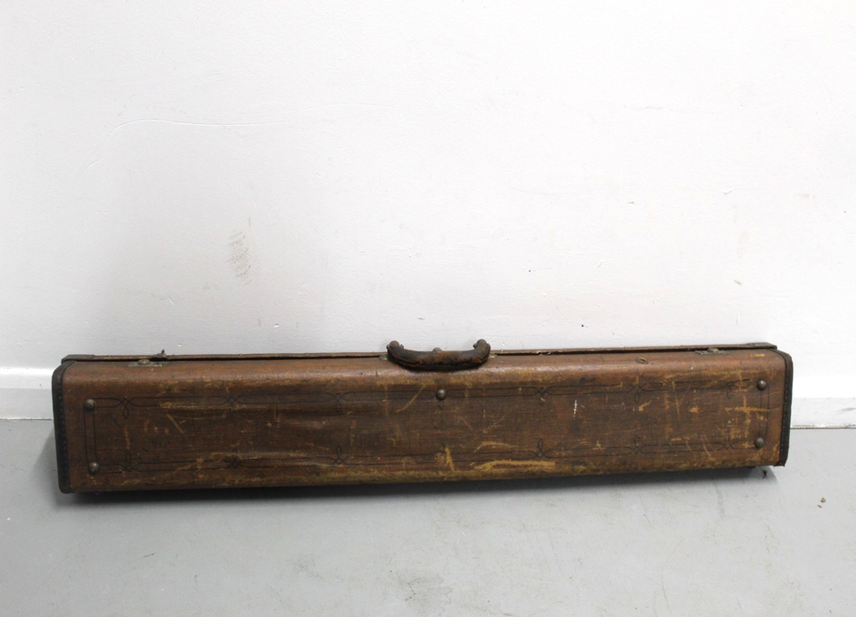 Vintage Empty Rifle Shotgun Hard Case Well Used Canvas Leather 111cm ...