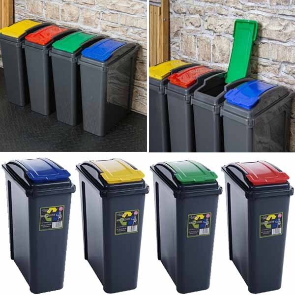 25L Plastic Bin Indoor Recycling Waste Container With Lid Kitchen Home ...