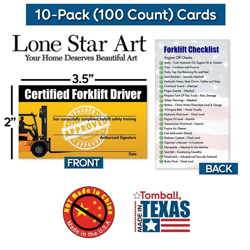 Forklift Certification Training Cards - Certified Forklift Driver Card ...