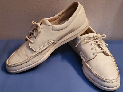 Vtg CHEROKEE WOMENS WHITE LEATHER OXFORD NURSES Rubber Sole SHOES RARE ...