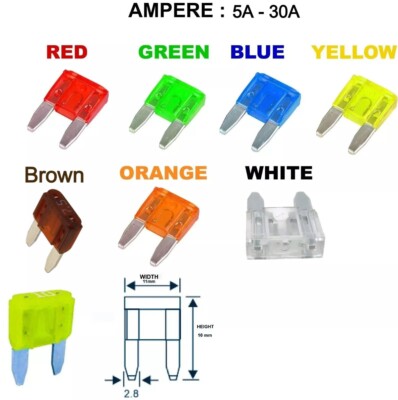 Mini Blade Fuses 5A 7.5A 10A 15A 20A 25A 30A Car Auto Van 12v 24v Fuse ...
