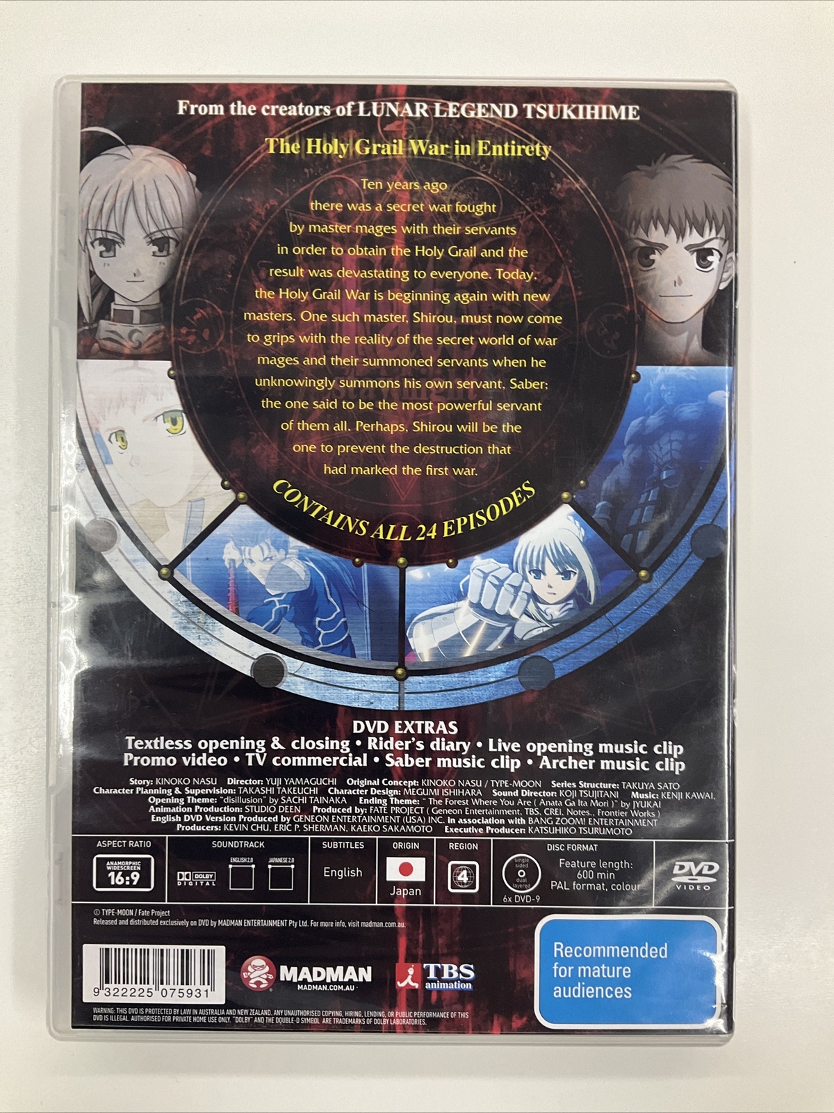 Fate / Stay Night - Complete Collection (6 Discs) DVD R4 for sale ...