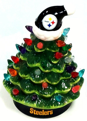 Pittsburgh Steelers Ceramic Christmas Tree LED Illuminated 8 inch New ...