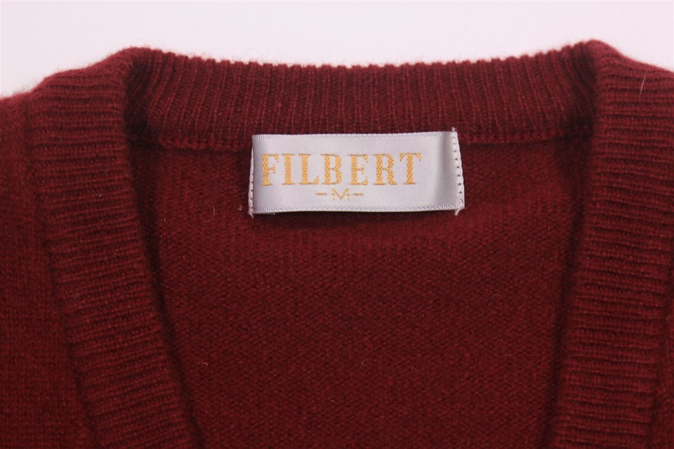 Filbert Japan Men's Burgundy Knit 100% Cashmere V-Neck Sweater Medium ...