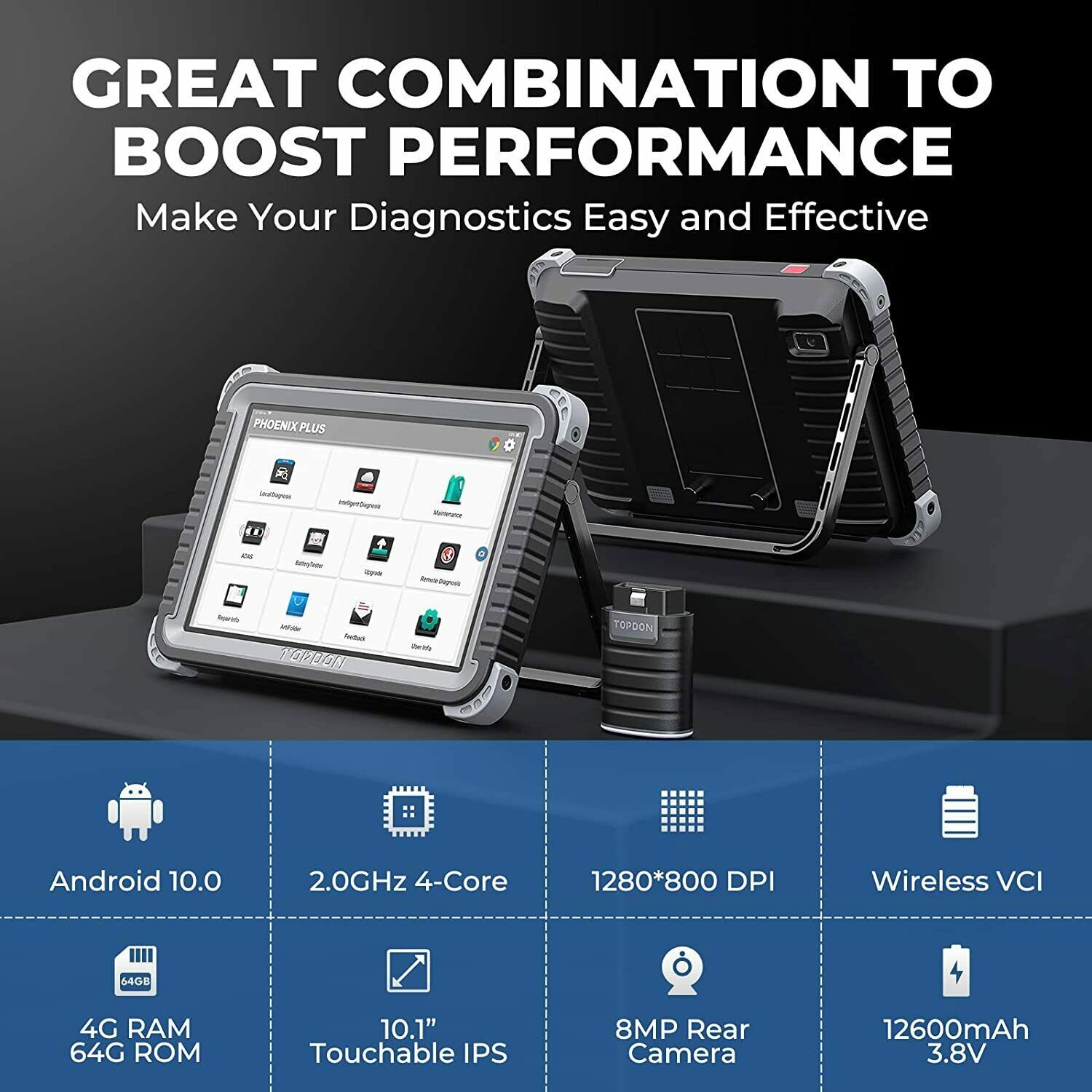 Topdon Phoenix Plus Elite Car Diagnostic Scanner Key Coding ...