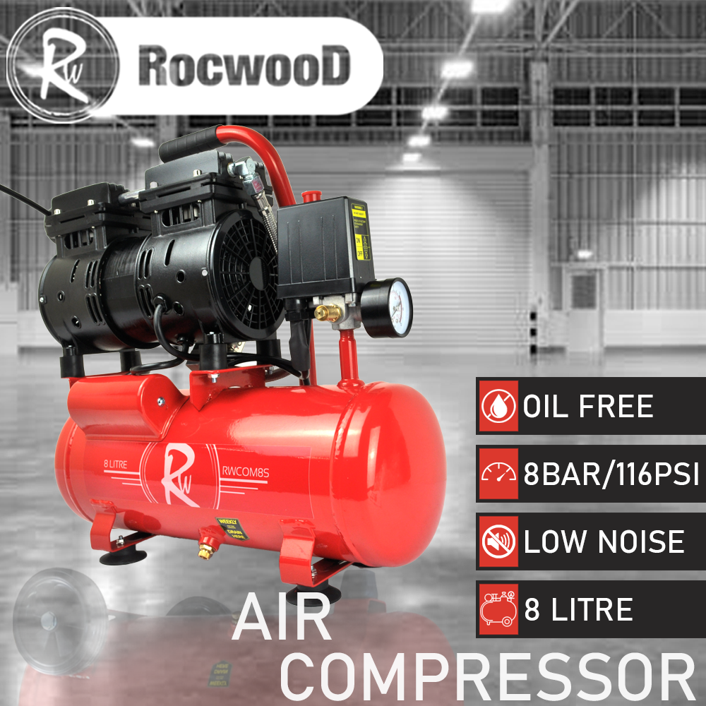 Air Compressor Electric 8L Litre 550w Silent Portable Oil Free 8bar ...