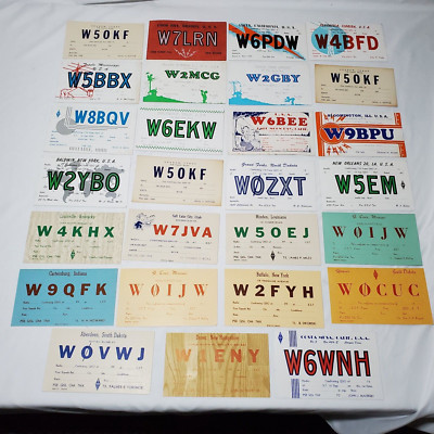 Vintage Lot of 27 Ham Radio Call Letter QSL Cards Postcards, Blank ...