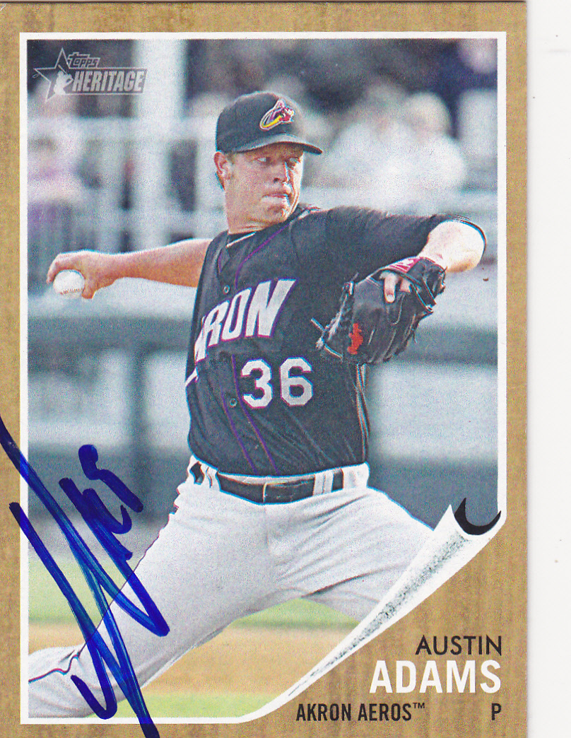 AUSTIN ADAMS AKRON AEROS SIGNED TOPPS HERITAGE MINOR LEAG CARD ...