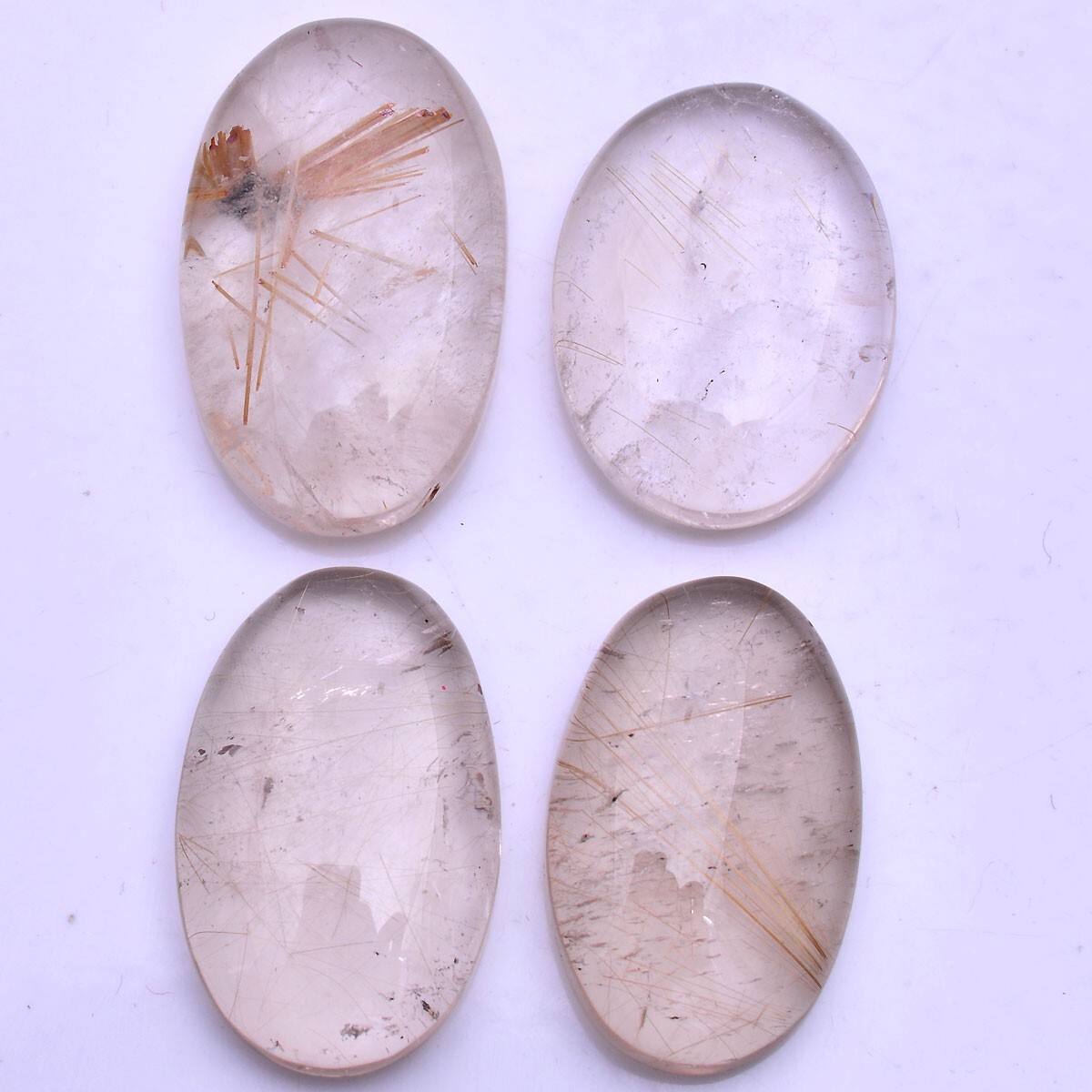 4 Pcs Natural Rutile Quartz 25mm-29mm Oval Cabochon Unheated Loose ...