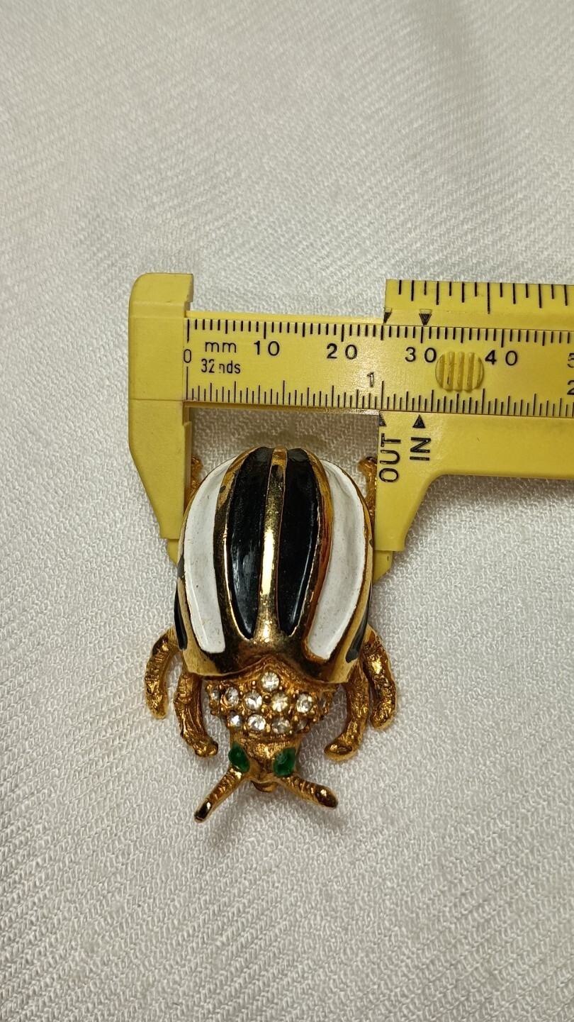 Vintage Kenneth Jay Lane KJL Beetle Bug Brooch Pin Gold Tone Enamel | eBay