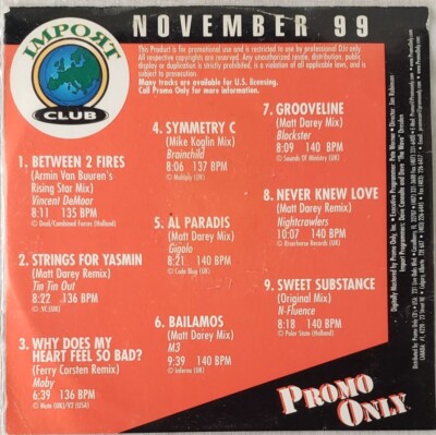 Promo Only CD - Import Club Series - November 1999 - Promotional CD for ...