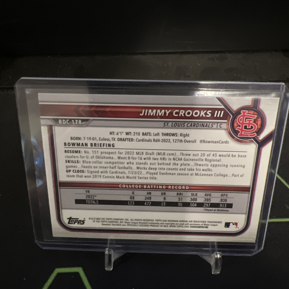 2022 Bowman Draft Sapphire Chrome Jimmy Crooks III 1st Bowman #BDC-178 ...