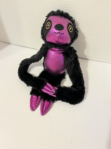 Toy Factory Black & Metallic Fuchsia Purple Sloth Plush 14”Stuffed ...