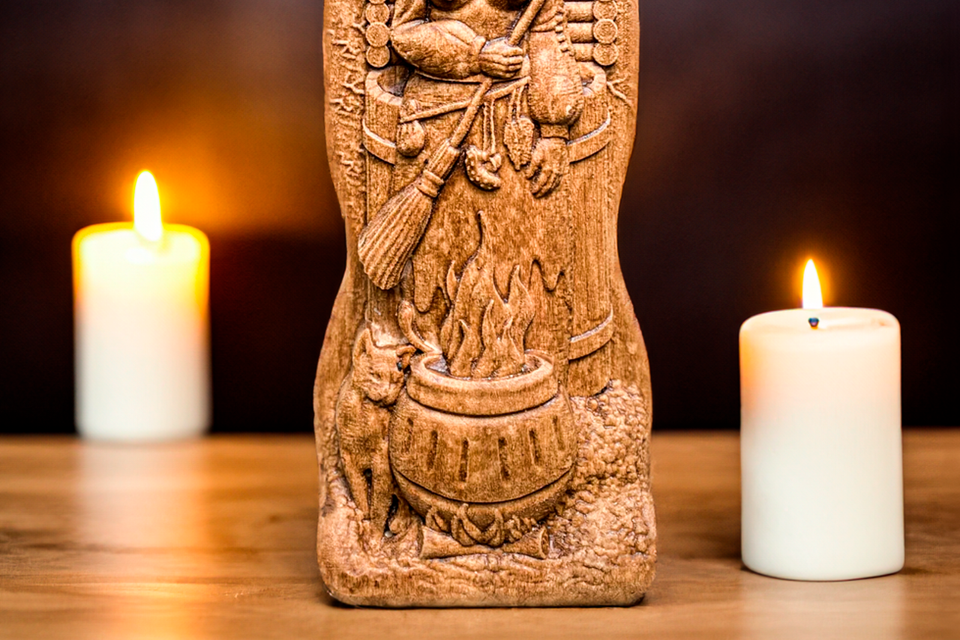 Baba Yaga Statue Russian Witch Slavic Mythology Decor Statuette Of Wood ...