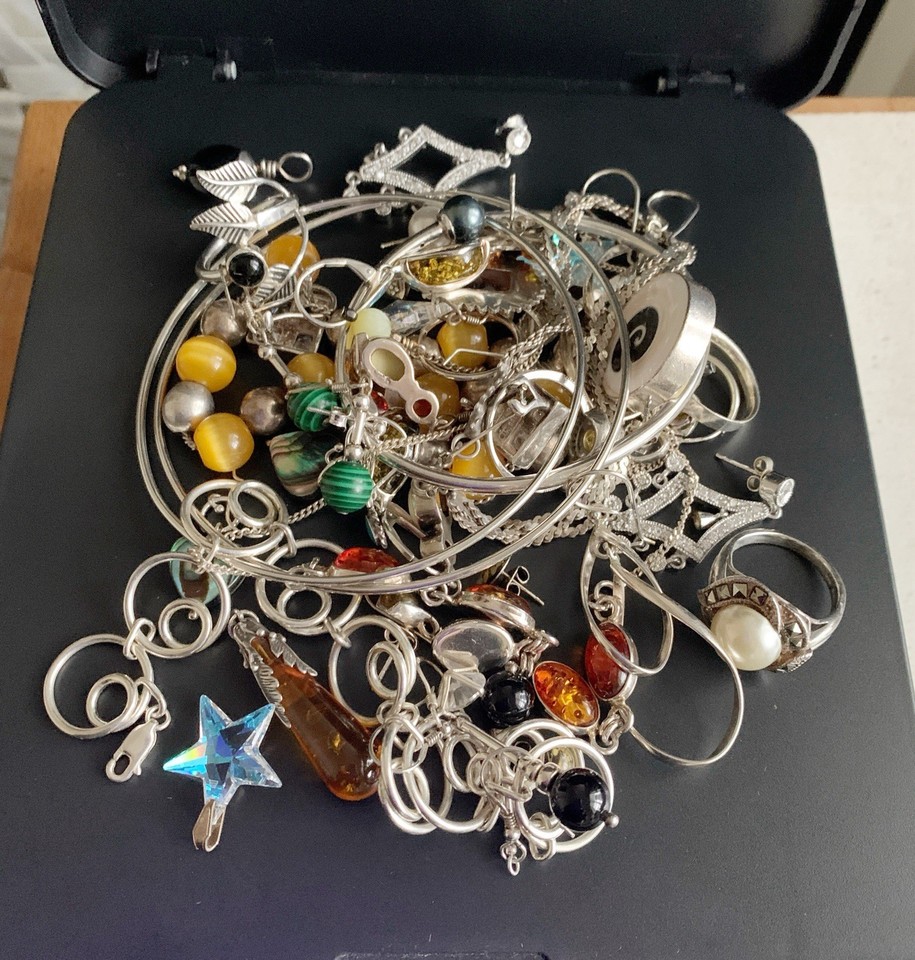 Joblot Vintage Sterling Silver Jewellery Bundle Lot Wearable Not Scrap ...
