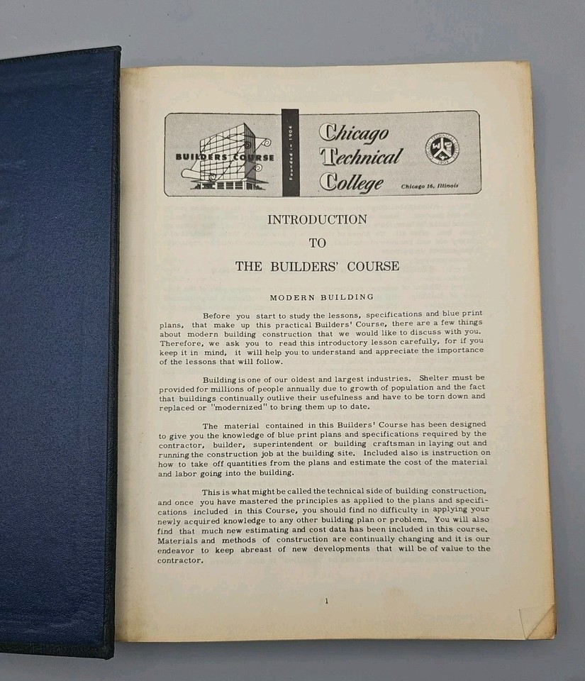 VTG Chicago Technical College Introduction To The BUILDERS' Course | eBay