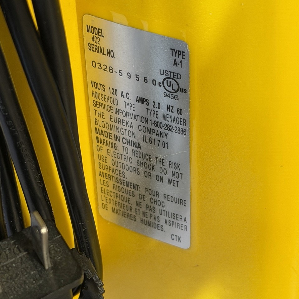 Yellow Eureka The Boss 402 A-1 SuperLite Bagless Upright Vacuum Works ...