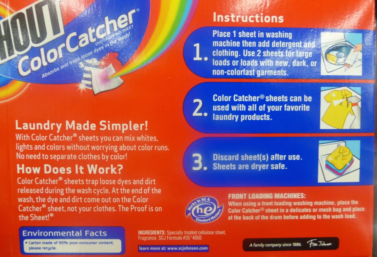 24 Shout Color Catcher Allows Mixed Washes Prevents Color Runs Traps ...