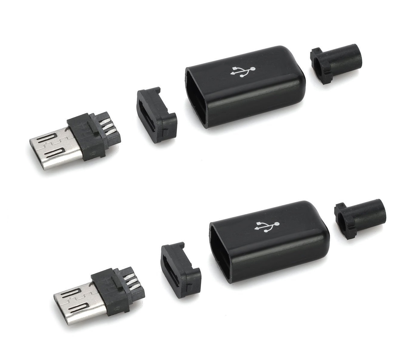 20PCS DIY Micro USB Male Plug Connectors Kit w/ Covers Black NEW | eBay