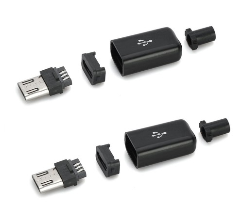 20PCS DIY Micro USB Male Plug Connectors Kit w/ Covers Black NEW | eBay