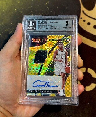 2021-22 Panini Select Cameron Thomas Gold /10 Prizm RPA Rookie Patch ...