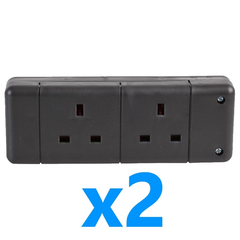 2 Rewireable 13A Trailing Double Electric UK Mains Extension Socket 2 ...