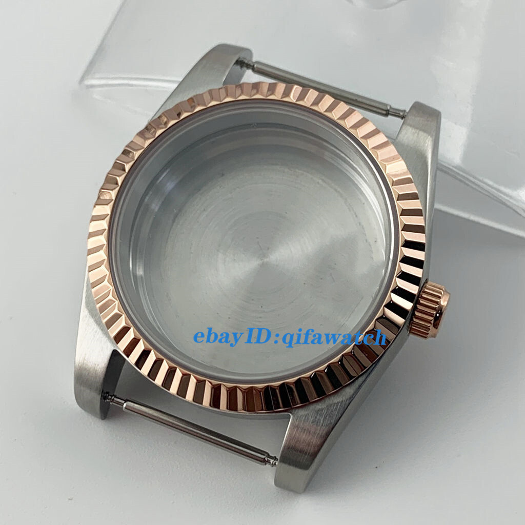 36mm/39mm brushed rose gold watch case sapphire fit NH35 Miyota 8215 ...