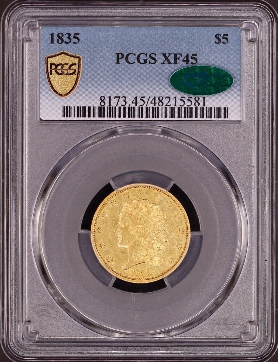 1835 $5 Gold Classic Head Half Eagle PCGS XF45 - Flashy Luster PQ FRESH ...