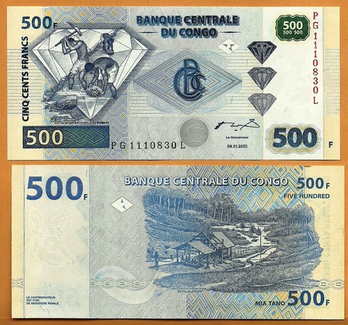 CONGO DR 2002 UNC 500 Francs Banknote Paper Money Bill P- NEW | eBay