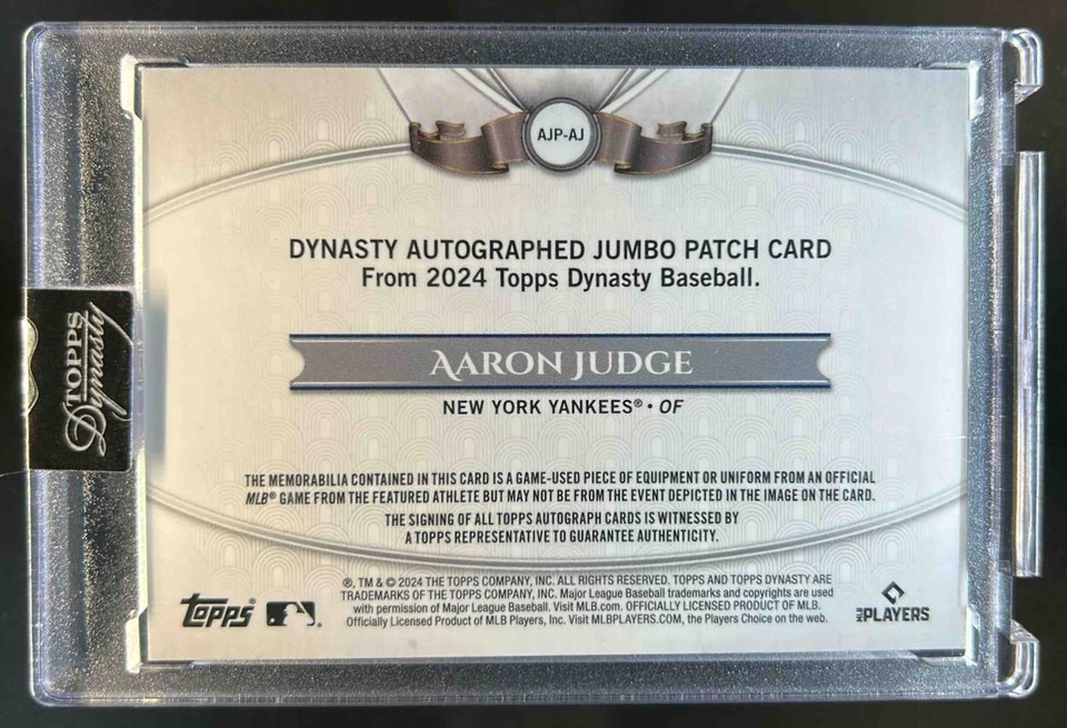 2024 Topps Dynasty Aaron Judge Auto Jumbo Patch Silver #/5 Yankees | eBay