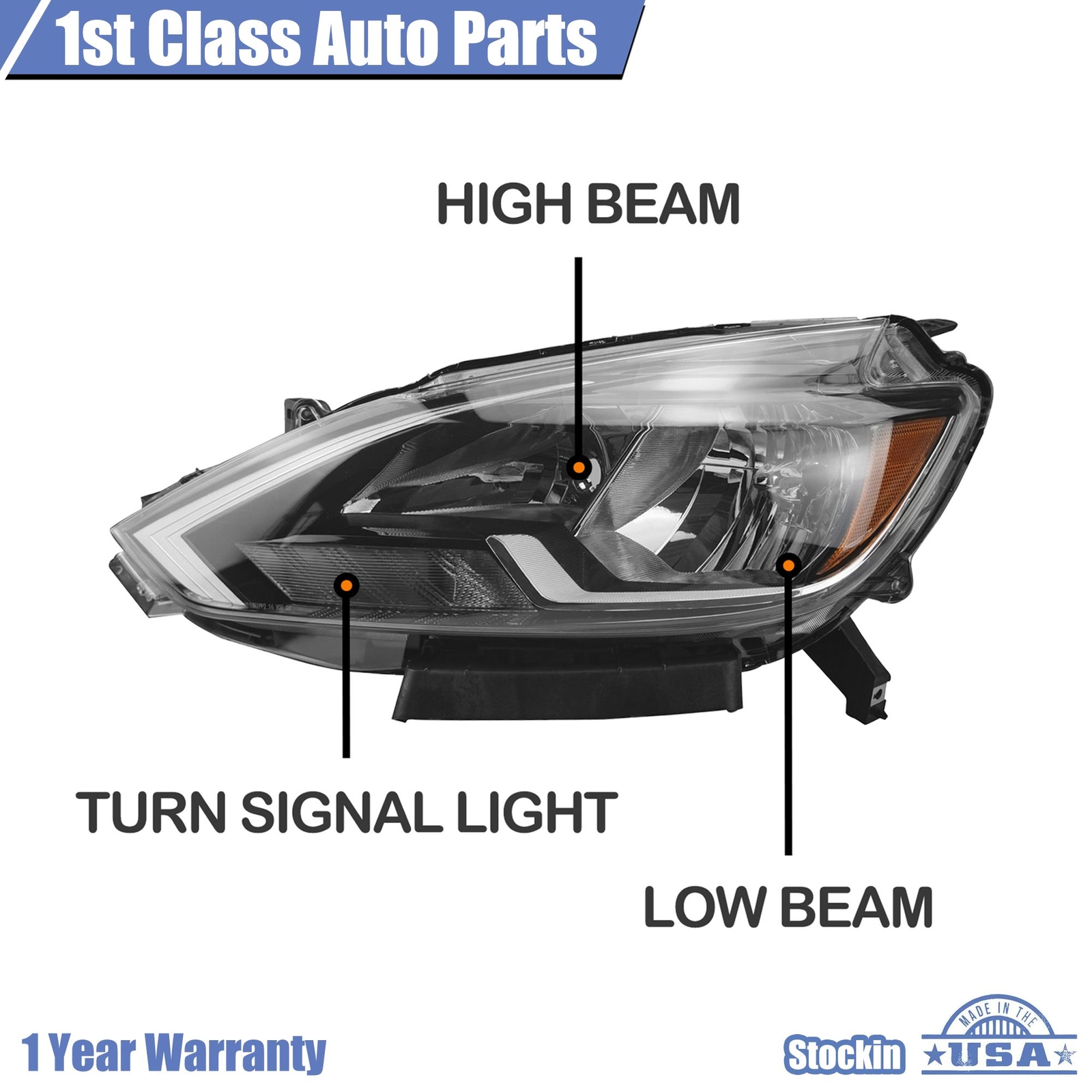 Left Driver Side Halogen Headlight For 2016 2017 2018 Nissan Sentra ...