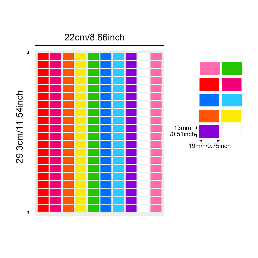 2600pcs Color Coding Label Rectangular SelfPrice Sticker Office School ...
