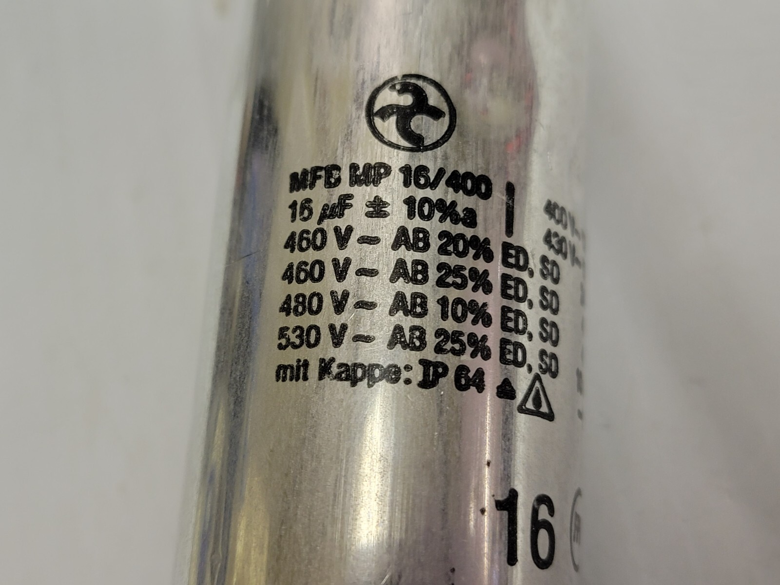 MFB CAPACITOR MFB MP 16/400 MFBMP16400 400V | eBay