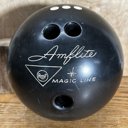 Bowling Ball 13 pds Vintage AMF Amflite Magic Line Black 3 White Dots ...