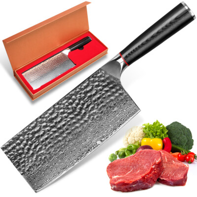 Damast Nakiri-messer Hackmesser Fleischmesser + Geschenkbox aus VG10 ...