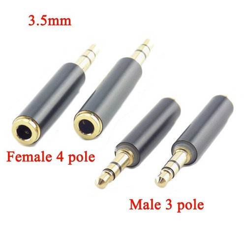 3.5mm 3 Pole Male To 4 Pole Female Jack Stereo AUX Audio Connector Plug ...