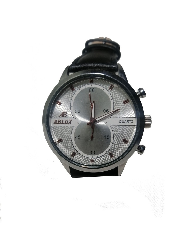 Ablux Mens Wrist Watch, Quartz, Leather, Black, Stainless Steel and ...