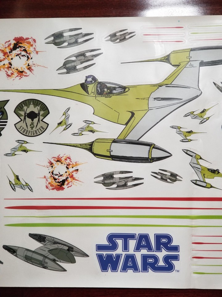Star Wars Episode I Jumbo Stick-Ups Stickers 18x40 Sheet Starfighters ...
