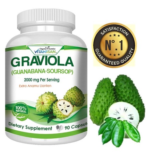 Graviola 90 capsules 100% Natural Soursop 2000 mg Guanábana Suplement ...
