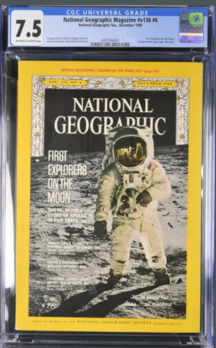 NATIONAL GEOGRAPHIC MAGAZINE DEC. 1969 CGC 7.5 MOON LANDING w/ UNPLAYED ...