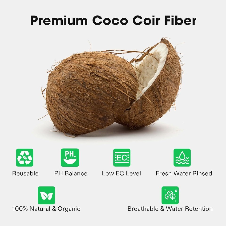 VIVOSUN 11 lbs 5000G Coco Coir Brick,100% Natural Organic Coconut PH ...