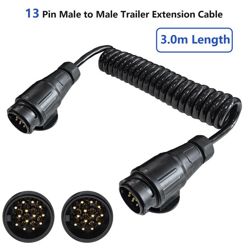 13 Pin Male Caravan Trailer Extension Lead Cable Plug Towing Light ...