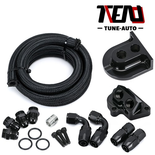For Ford 5.0L 5.2L Oil Filter Relocation Kit Housing 6 feet Braided ...
