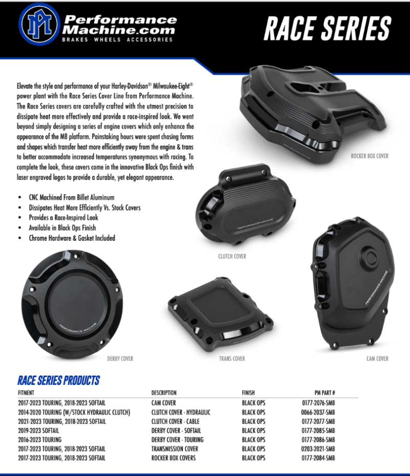Performance Machine Fits Race Series Rocker Box Covers - Black Ops | eBay