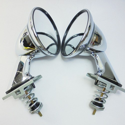 UNIVERSAL CHROME BULLET FENDER MIRRORS RETRO CLASSIC SPORT CUSTOM STYLE ...