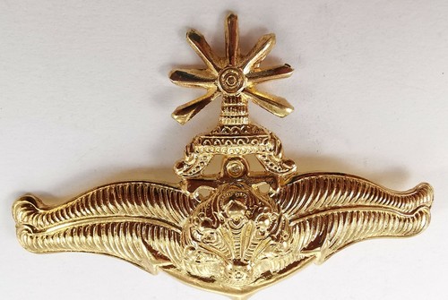 Cambodia RCAF Navy Naval Officer Admiral Wings Medal Uniform Brass Pin ...