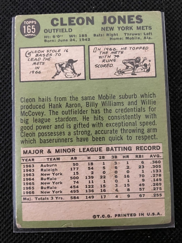 1967 TOPPS # 165 CLEON JONES ROOKIE | eBay