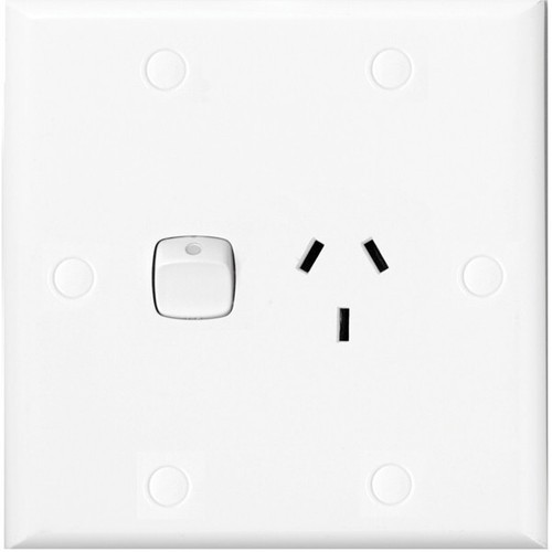 Large square power point GPO single socket outlet HPM SQ787WE 10Amp ...