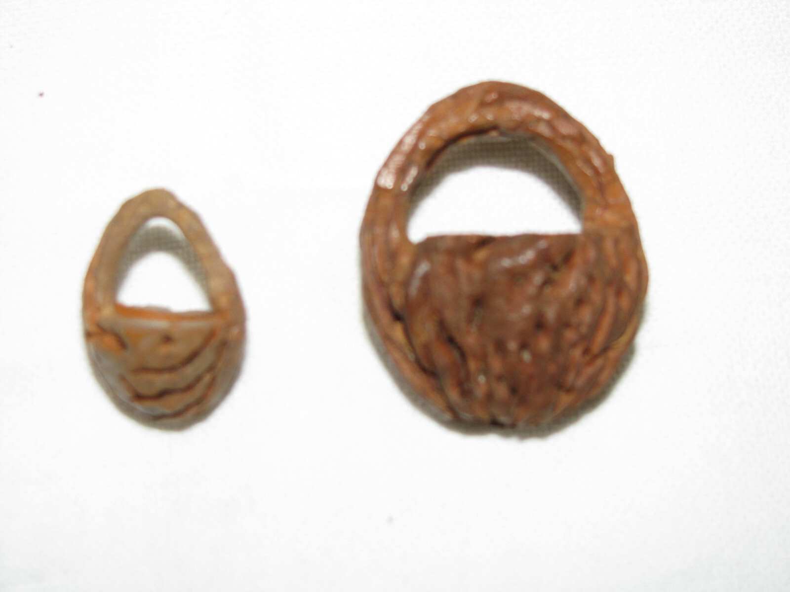 2 Miniature Baskets Carved From Nut Shells | eBay