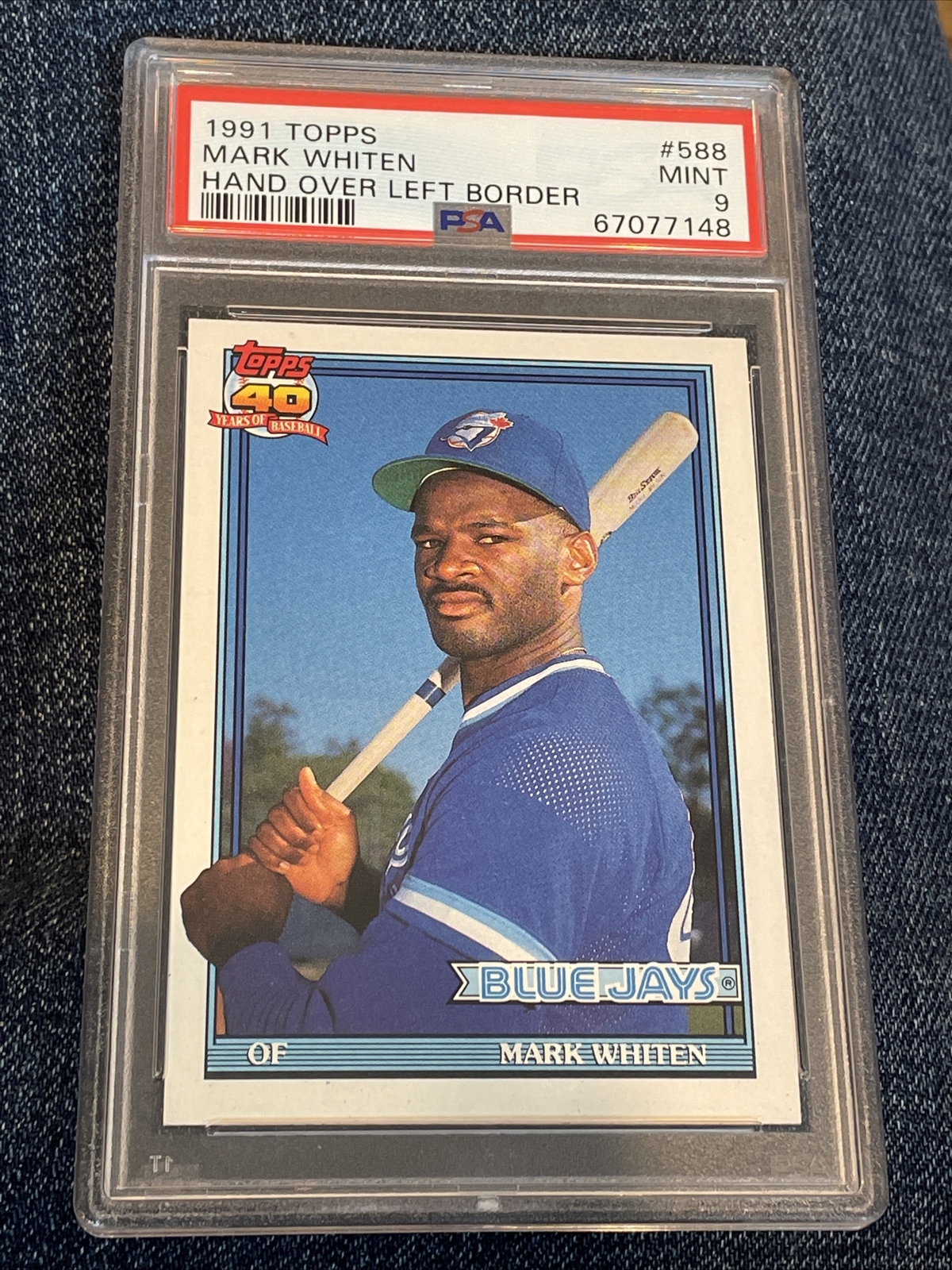 1991 Topps #588 Mark Whiten PSA 9 Mint Hand Over Left Border RC Error ...